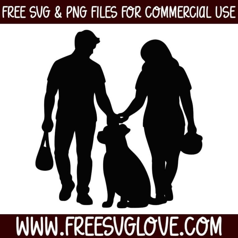 Family With Dog Silhouette SVG File For Cricut - Free SVG Love