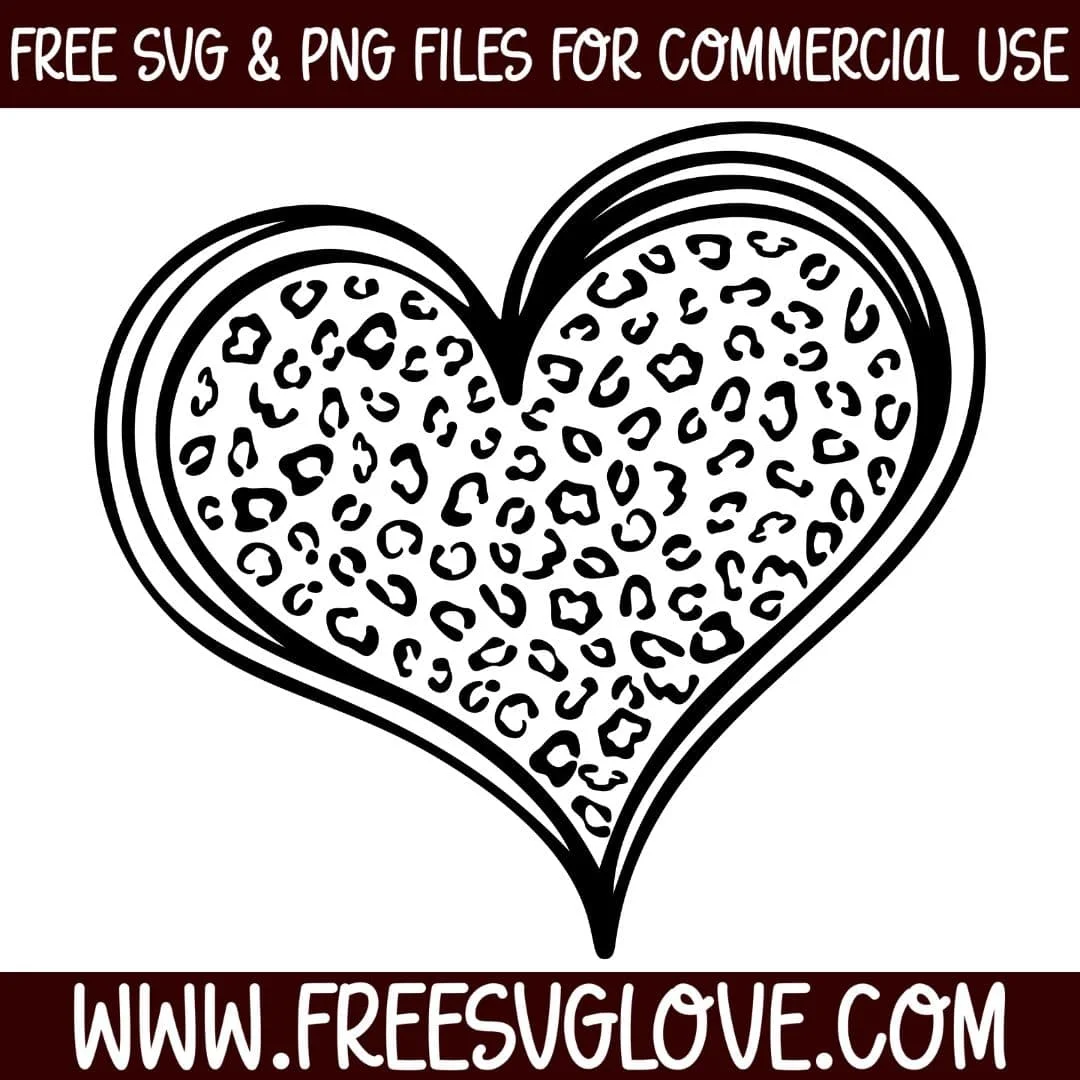 Doodle Heart Leopard Print SVG - Free SVG Love