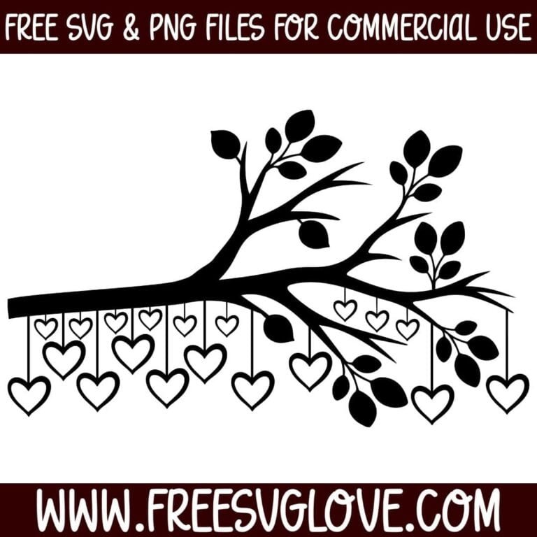 Family Tree Branch With 19 Hearts SVG File For Cricut - Free SVG Love