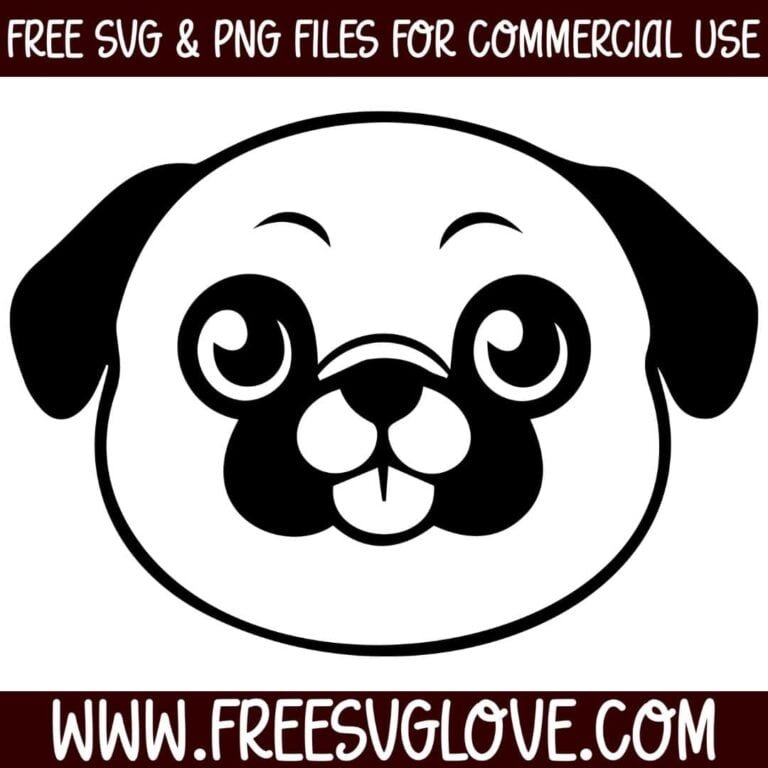 Happy Pug Face SVG - Free SVG Love