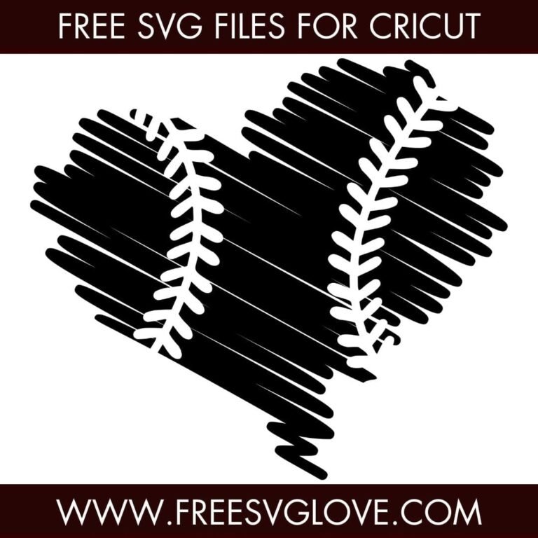 Scribble Baseball Heart SVG File For Cricut - Free SVG Love