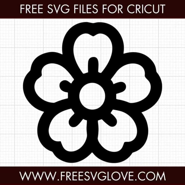 5 Petals Flower Outline SVG File For Cricut - Free SVG Love